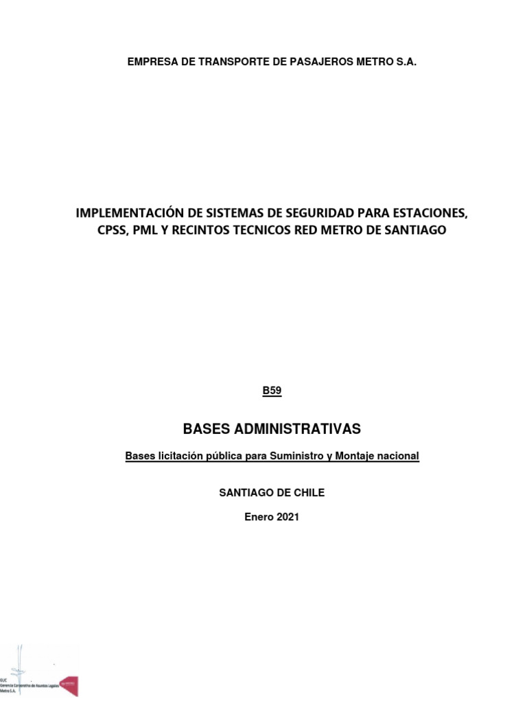 Bases Sistema de Seguridad para Estaciones (B59) Visadas | PDF | Santiago | Documento de identidad