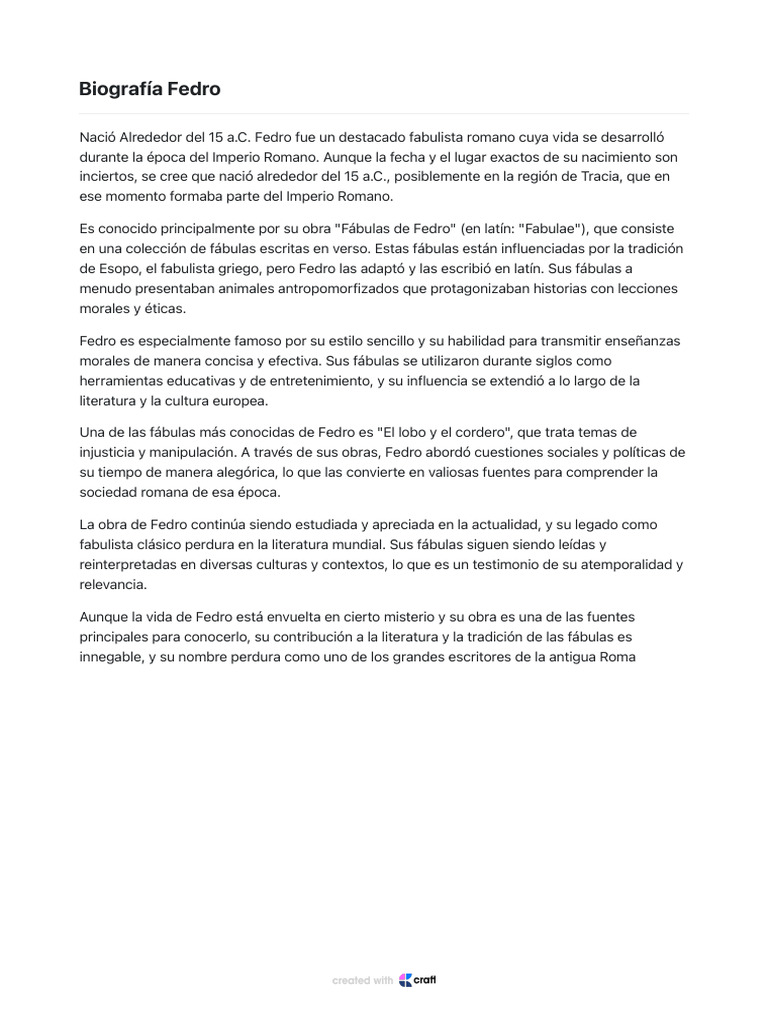 Biografía de Fedro, el Fabulista Romano | PDF | Ficción general