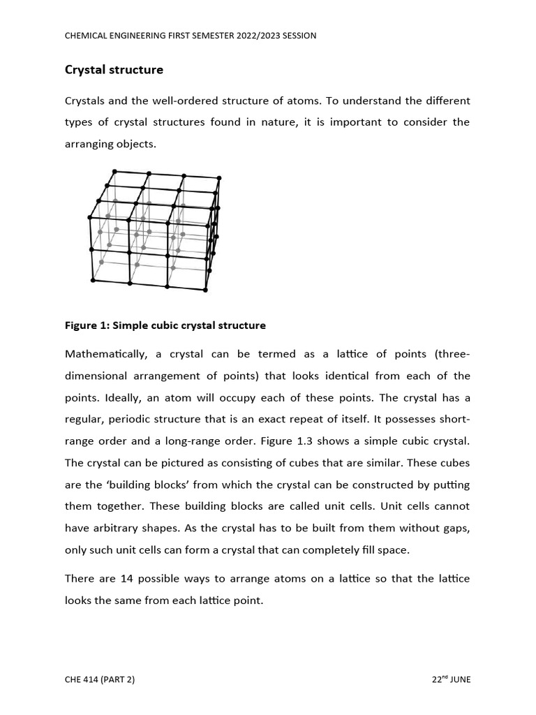 CHE414 PRT 2 | PDF | Crystal Structure | Materials