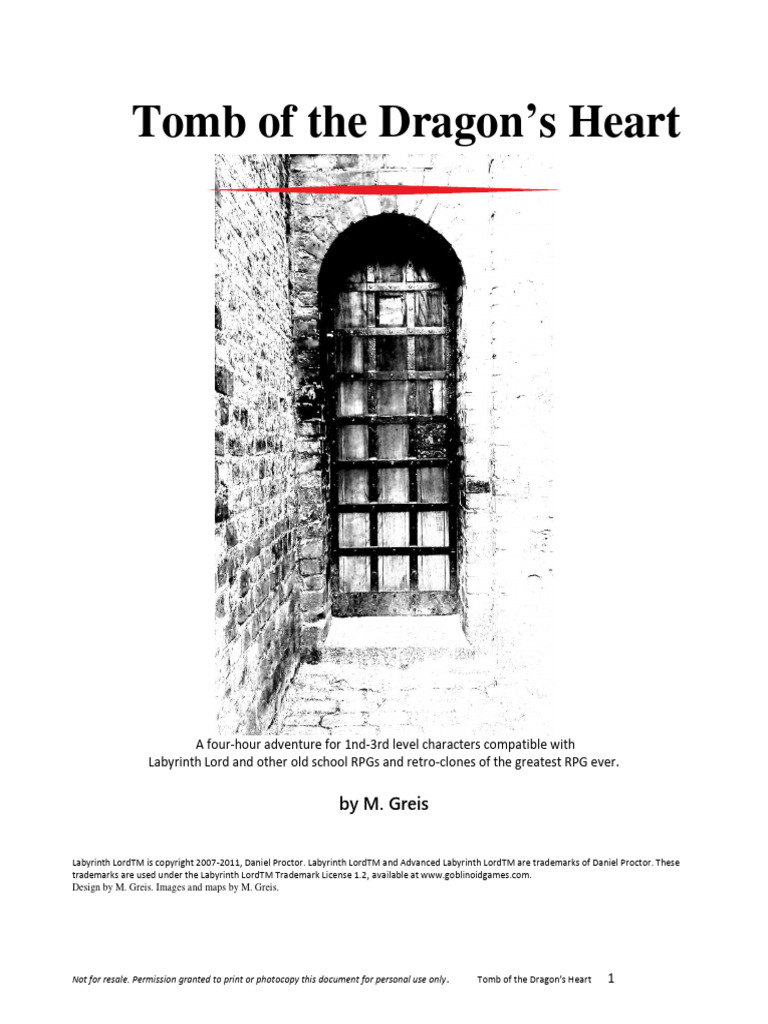 Labyrinth Lord - Tomb of the Dragons Heart | PDF | Dwarf (Dungeons ...