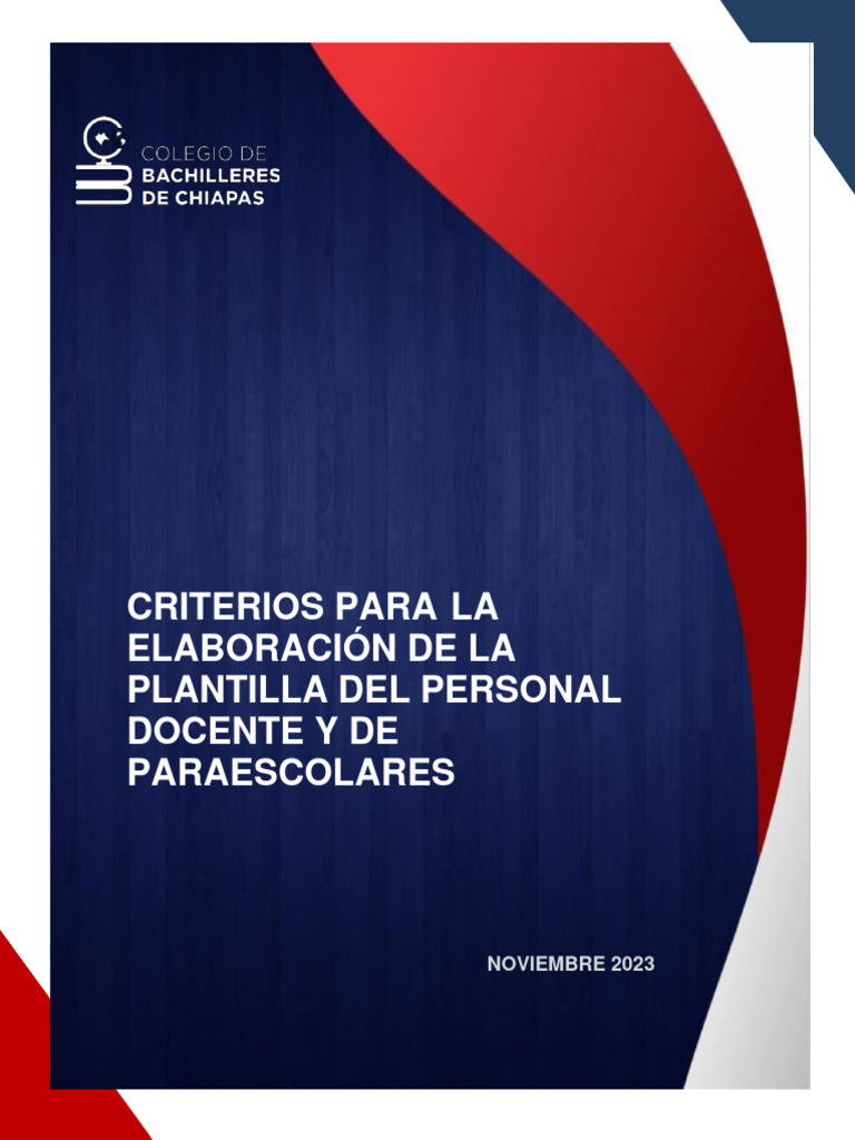 CRITERIOS PARA LA ELABORACIÓN DE LA PLANTILLA DEL PERSONAL DOCENTE Y DE ...