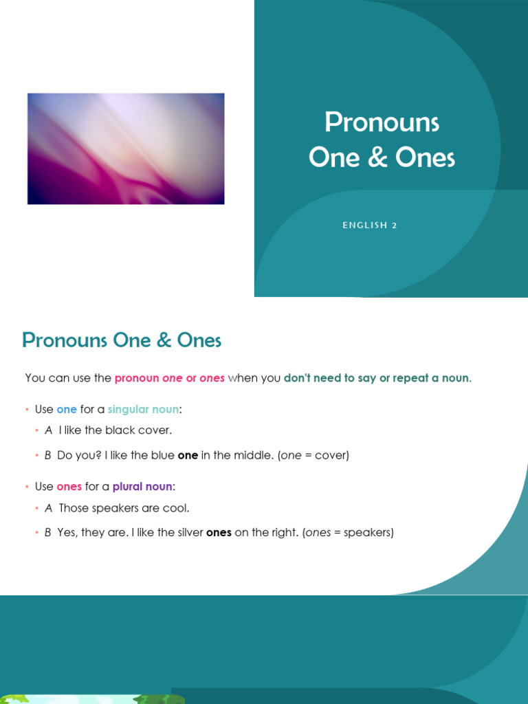 Pronouns one ^0 ones | PDF