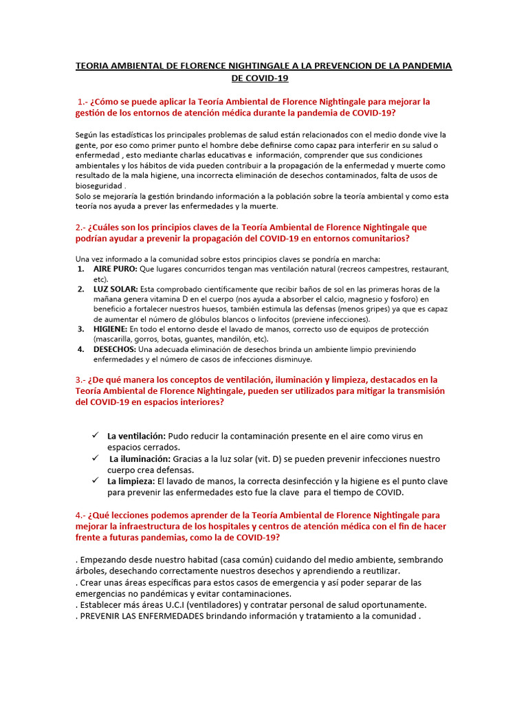 TEORIA DE Florence Nightingale | PDF | Higiene | Lavado de manos