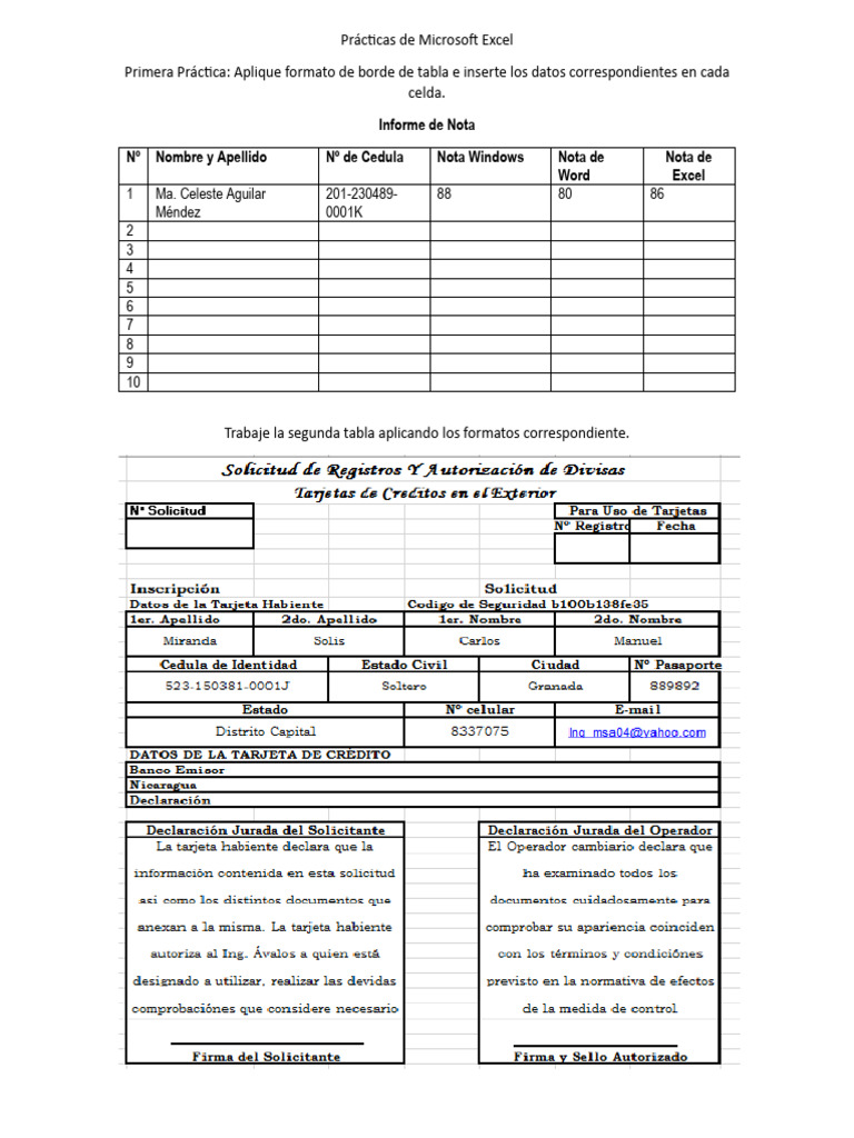 Prácticas de Microsoft Excel | PDF | Microsoft Excel | Microsoft Office