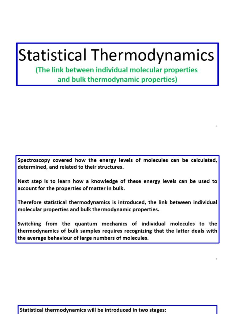 Stat Thermo L1 | PDF | Statistical Mechanics | Thermodynamics