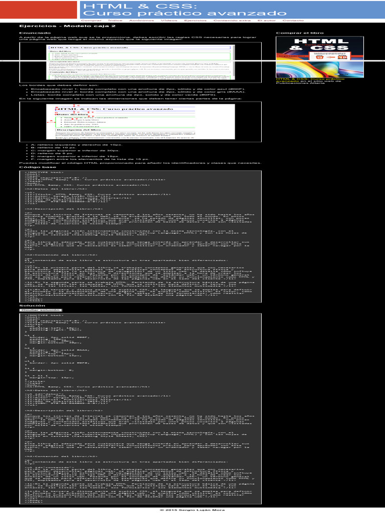 Ejercicios - Modelo Caja 2 - HTML & CSS - Curso Práctico Avanzado | PDF | HTML | Red mundial