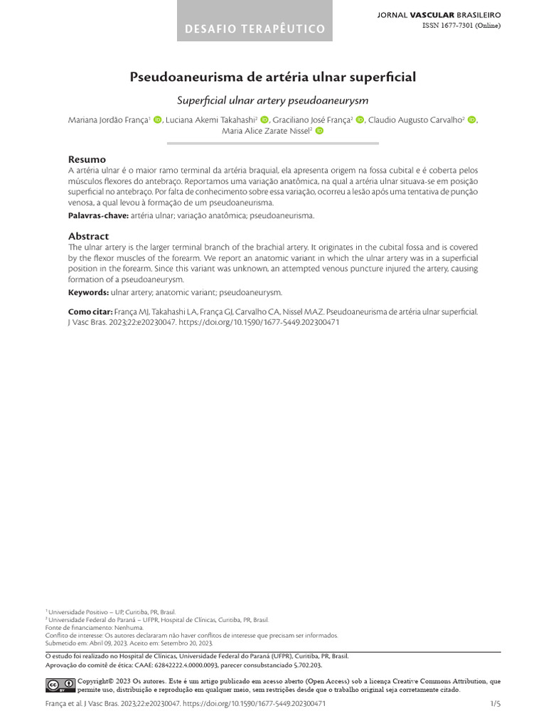 Arteria Ulnar | Download grátis PDF | Anatomia | Anatomia humana