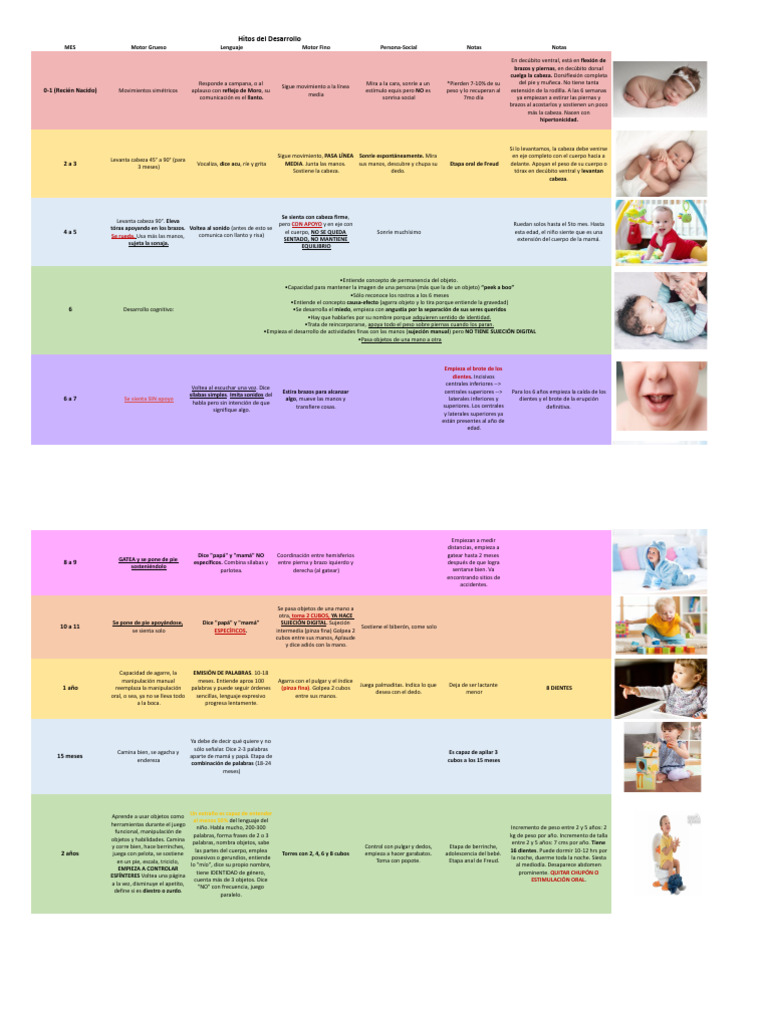 Hitos Del Desarrollo Tabla | PDF