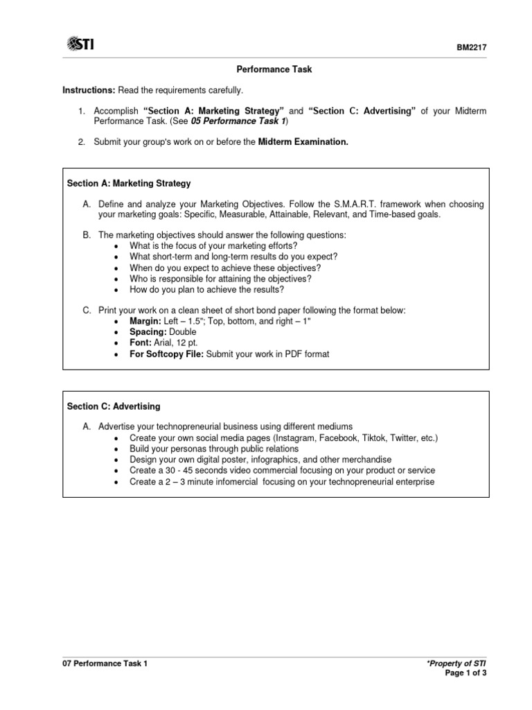 07 Performance Task 1 | Download Free PDF | Marketing | Startup Company