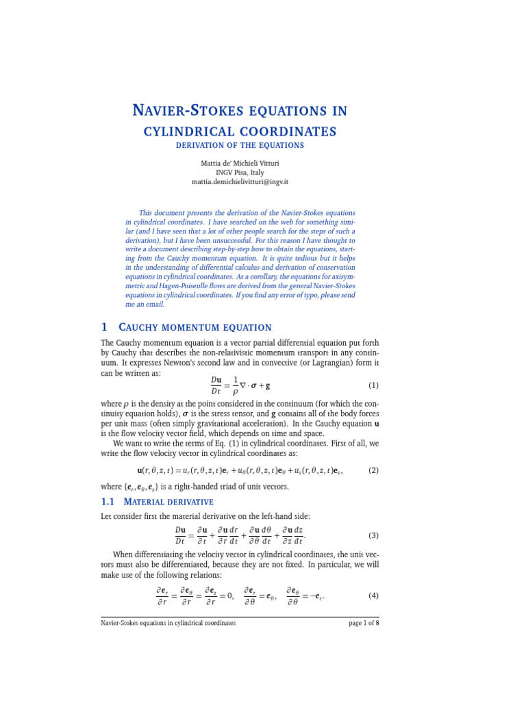 NS .Cylindrical | PDF | Equations | Multivariable Calculus