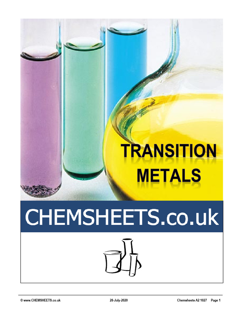 Chemsheets-A2-Transition-Metals Workbook | PDF | Catalysis ...