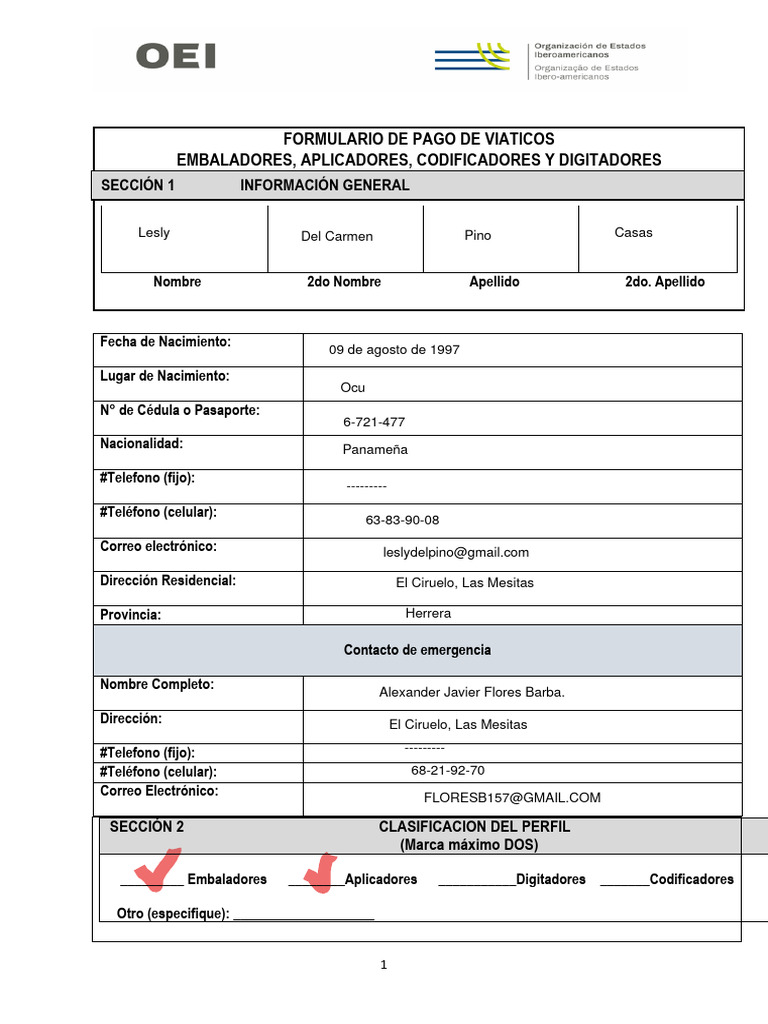 Formulario para Procesos - Pruebas Erce Lesly | PDF | Panamá | Evaluación