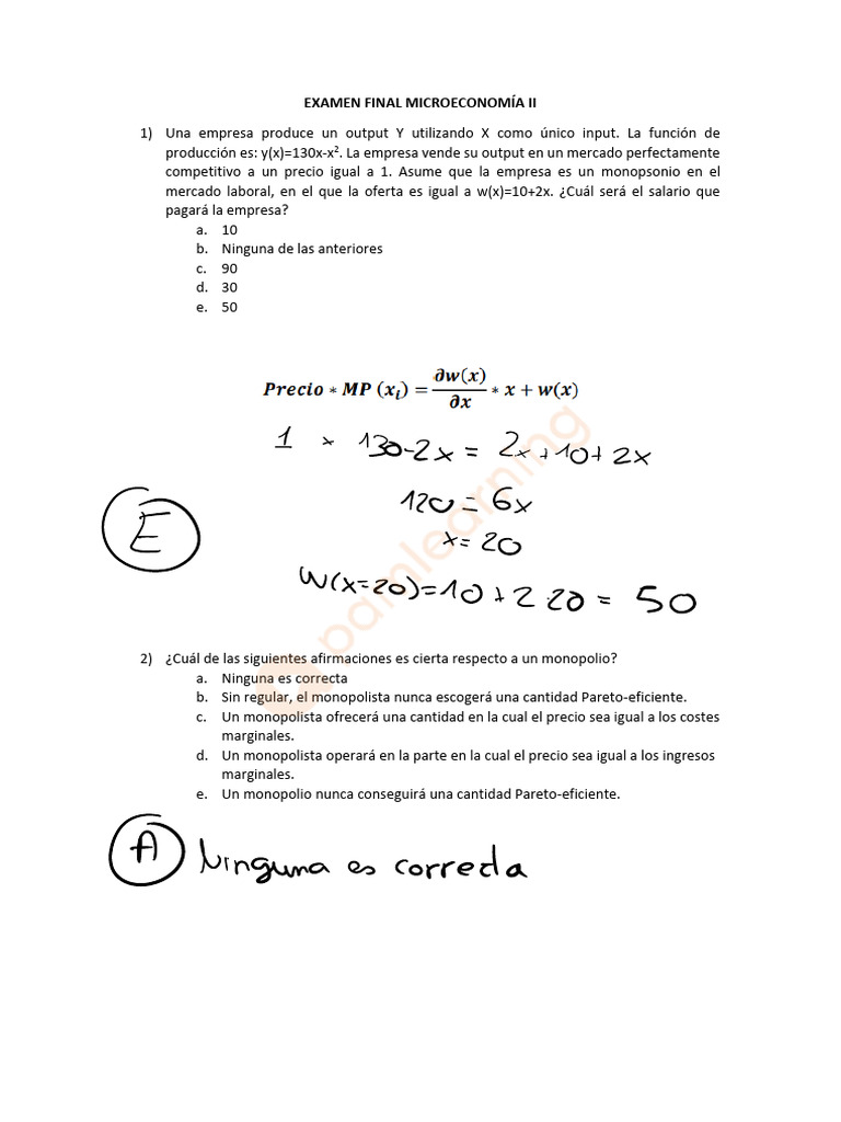 Examen Final Micro | PDF | Monopolio | Mercado (economía)