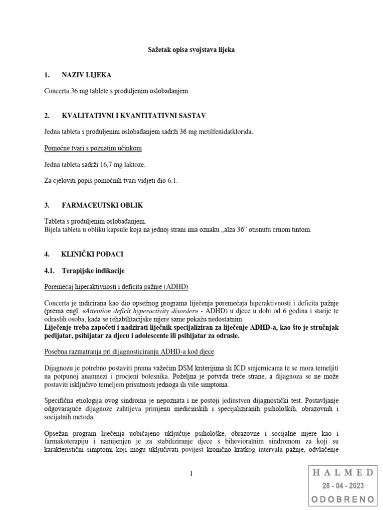 Concerta-SPC 1 | PDF