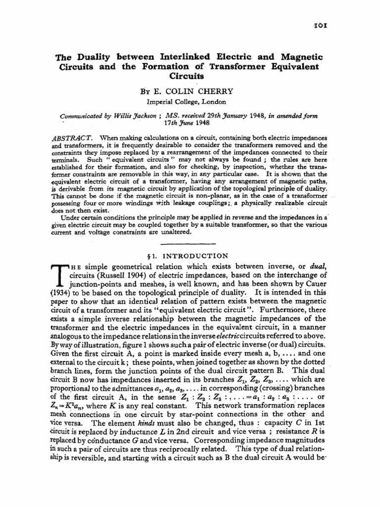 Transformer Equivalent Circuit Duality | PDF | Transformer | Inductor