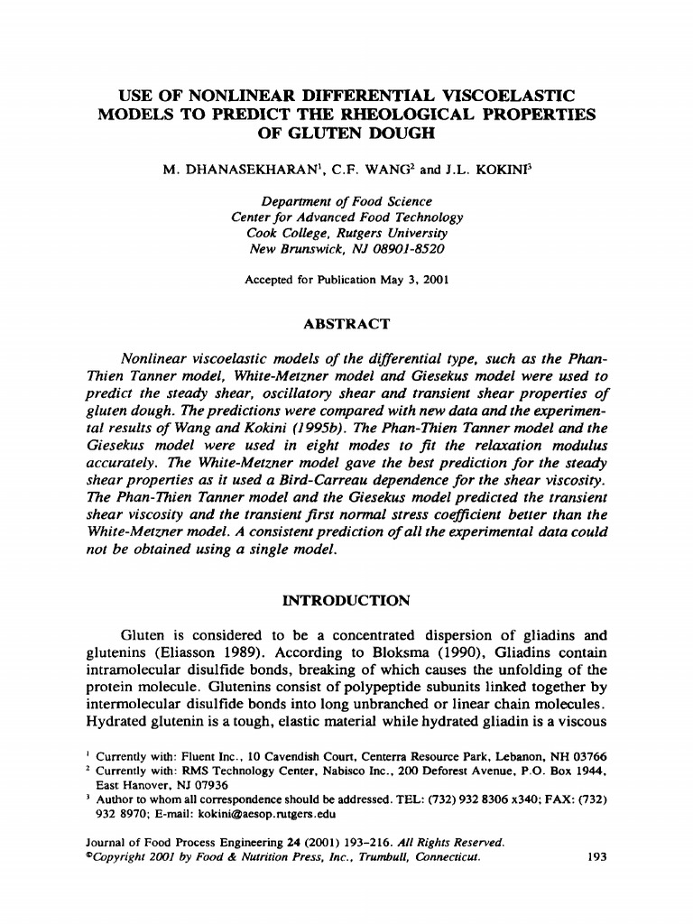 J Food Process Engineering - 2007 - DHANASEKHARAN - USE OF NONLINEAR ...