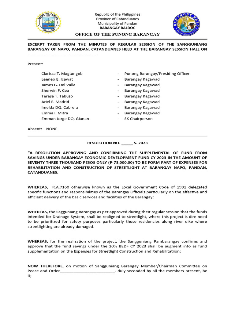 Reso Confirm Approve | PDF | Philippines