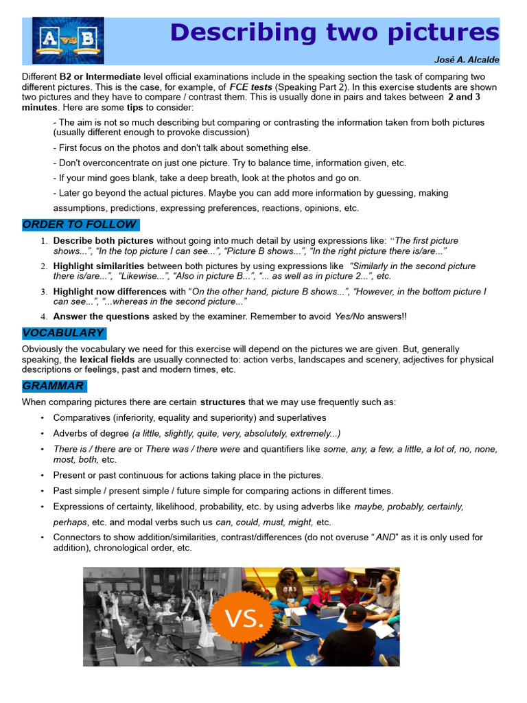 Comparing 2 Photos | PDF | Adverb | Languages