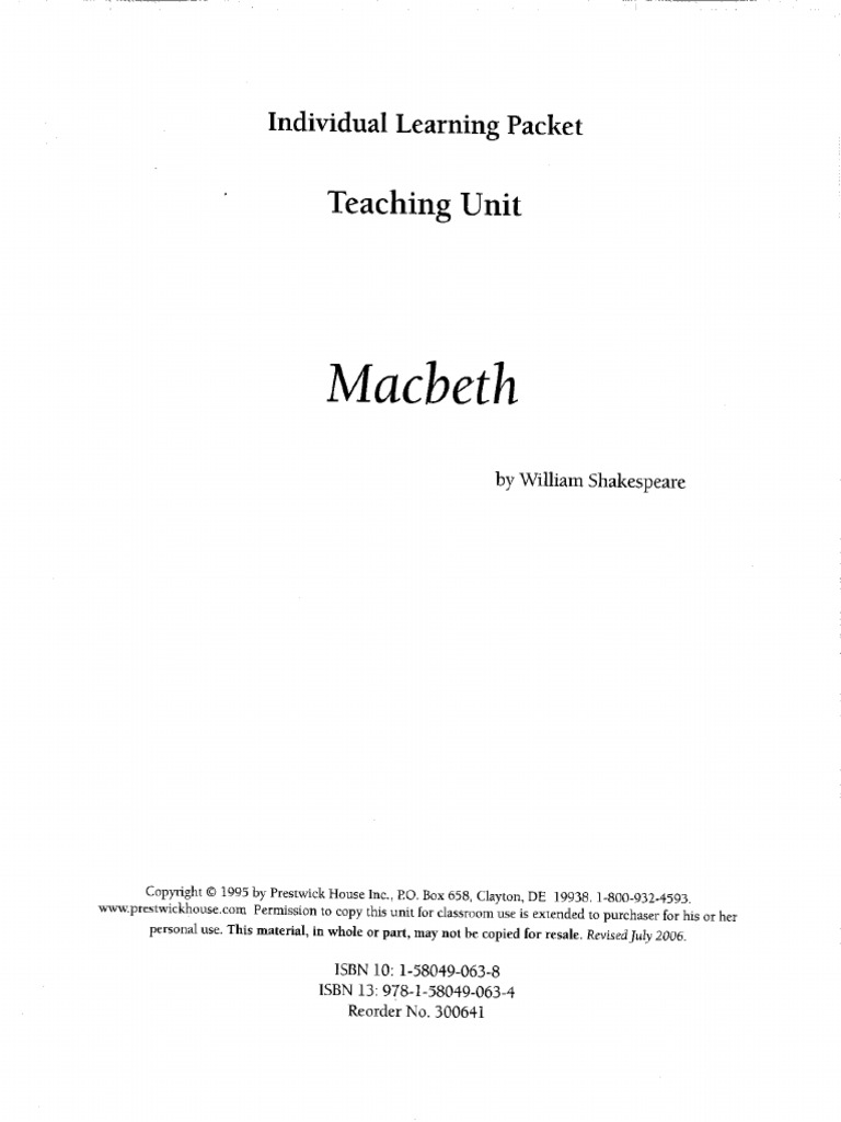 Macbeth Packet | PDF