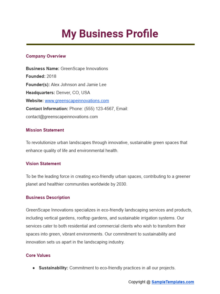 My Business Profile | PDF | Sustainability | Innovation