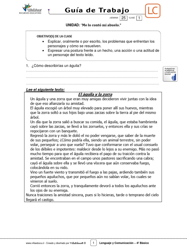 4basico - Guia Trabajo Lenguaje y Comunicacion - Semana 25 | PDF