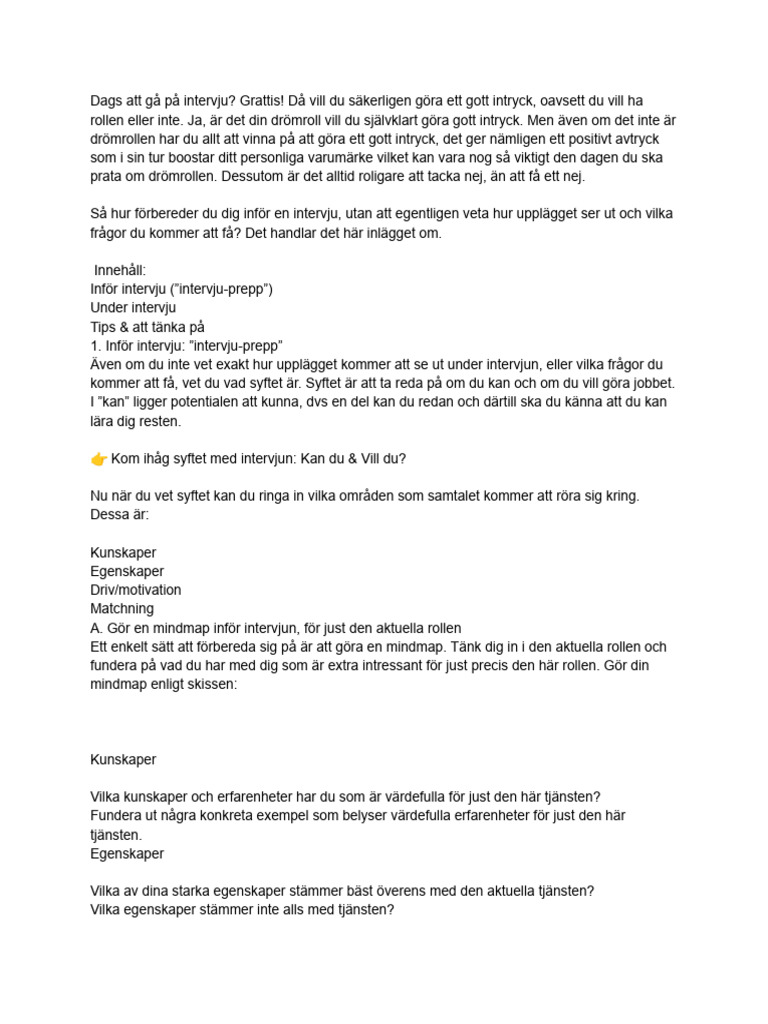 Dags Att Gå På Intervju | PDF
