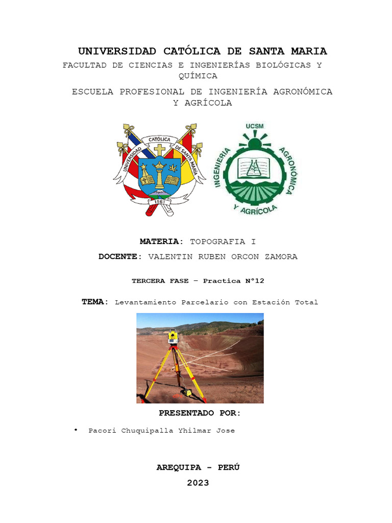 PRACTICA Nº12 - Levantamiento Parcelario Con Estacion Total | PDF ...
