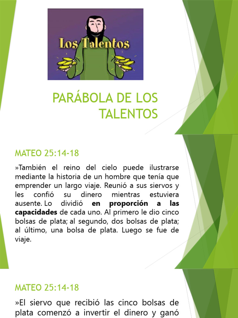 2 Parábola de Los Talentos | PDF | Evangelio de Mateo | Parábolas de Jesús