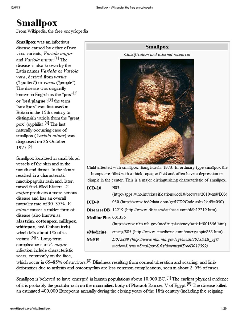 Smallpox - Wikipedia, The Free Encyclopedia | PDF | Smallpox | Inoculation
