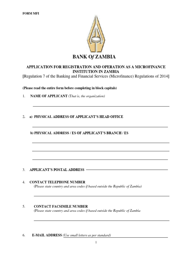 Microfinance Institution Registration Form | PDF | Shareholders ...