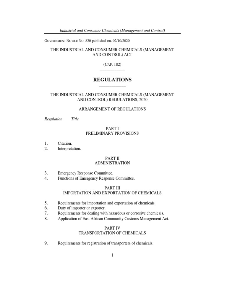 The Industrial and Consumer Chemicals Management and Control ...