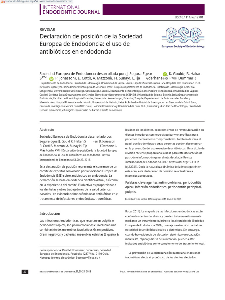European Society of Endodontology Position Statement - The Use of ...
