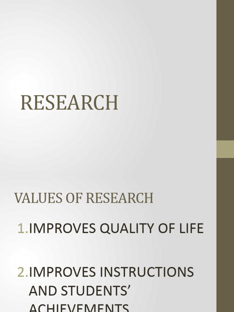 Values of RESEARCH | PDF | Behavioural Sciences | Science