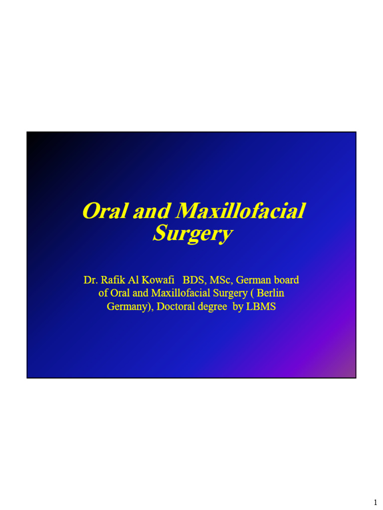 OMF -Introduction 2023 | PDF | Oral And Maxillofacial Surgery | Dentistry