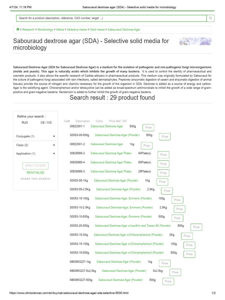 Sabouraud Dextrose Agar (SDA) - Selective Solid Media For Microbiology ...