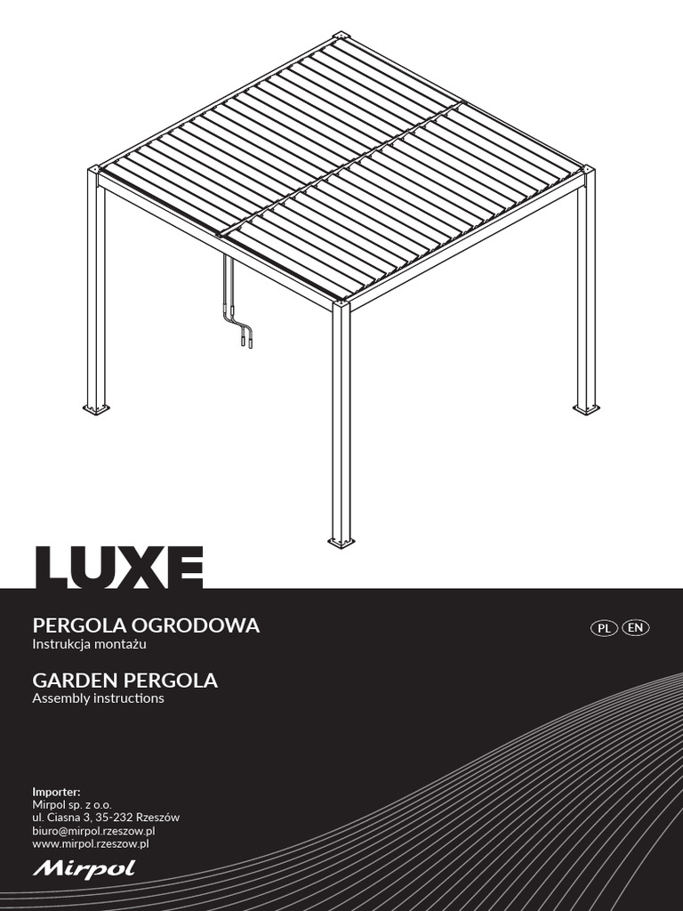 Pergola Ogrodowa Luxe 3 X 4 M Aluminiowa (8610 3X4 A (L) ) - Pergola-Luxe - Instruction - 2022 ...