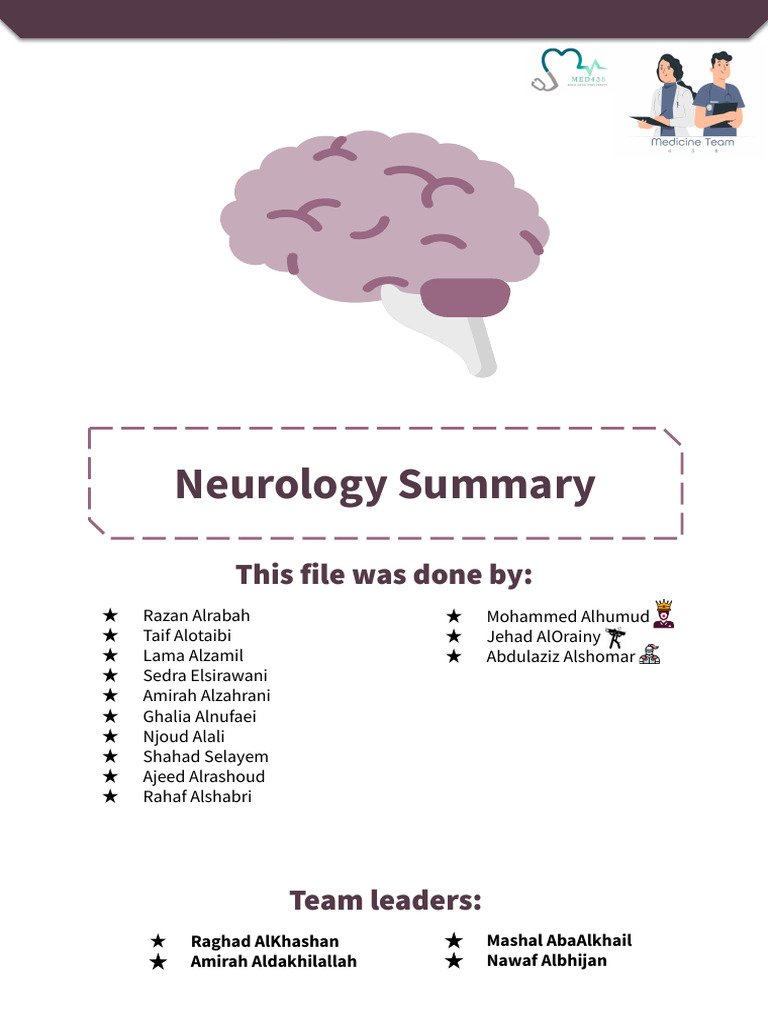 Neurology Summary File | PDF | Stroke | Epilepsy
