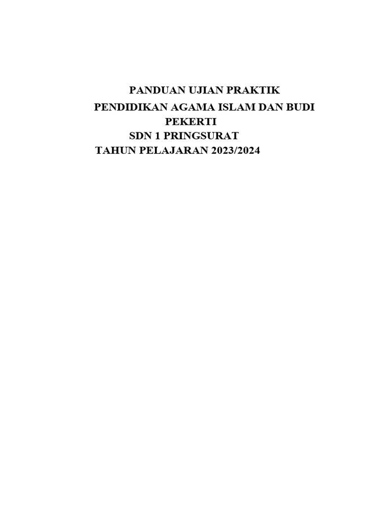 Kisi-Kisi Ujian Praktik Pai 2022-2023 | PDF