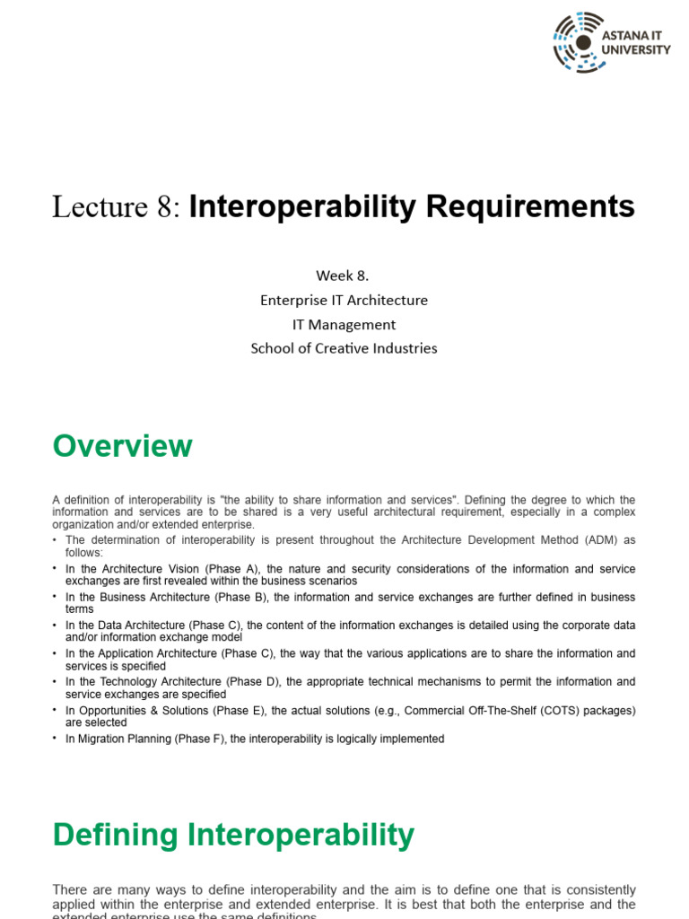 Lecture 8 EA | PDF | Interoperability | Information