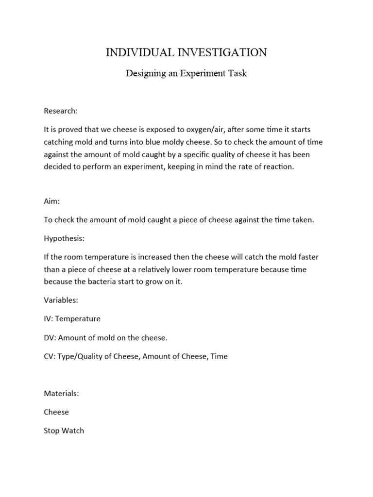 Chemistry Experiment (9962) IB MYP | PDF