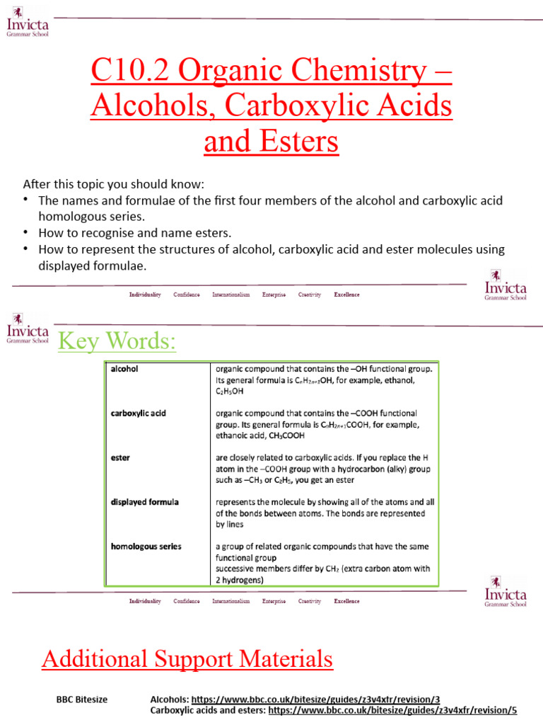 2- Structures of Alcohols, Carboxylic Acids and Esters | PDF ...
