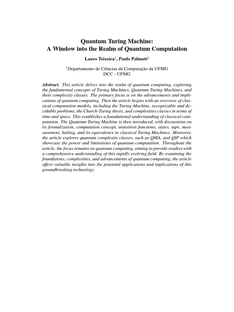 QTM and Quantum Complexity | PDF | Computational Complexity Theory | Time Complexity