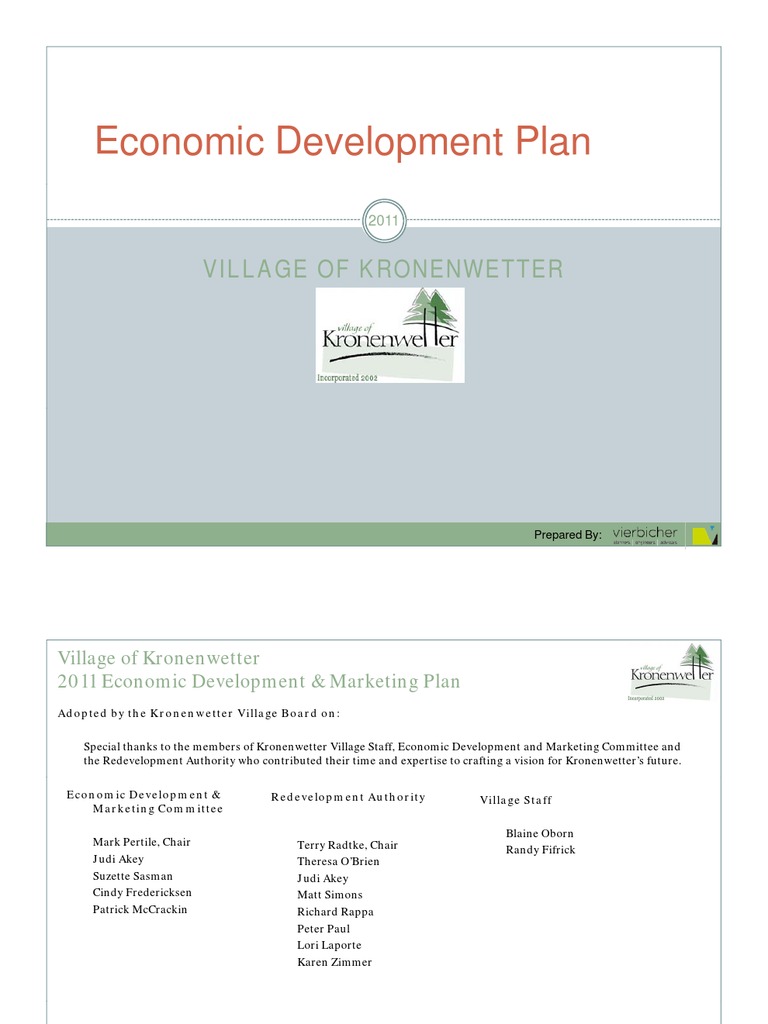 Part One: Kronenwetter Economic Development Plan Draft | PDF | Economic Development | Strategic ...