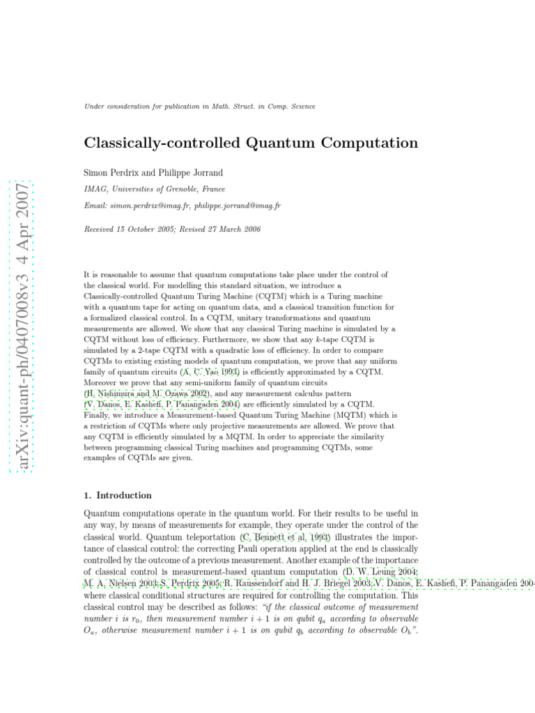Classically-Controlled Quantum Computation | Download Free PDF ...