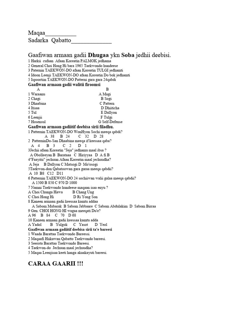 Qormaata Birraa | PDF