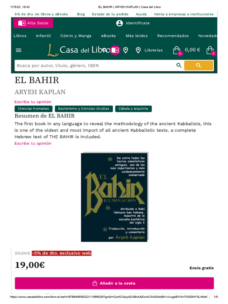 El Bahir - Aryeh Kaplan - Casa Del Libro | PDF | Comunicación escrita