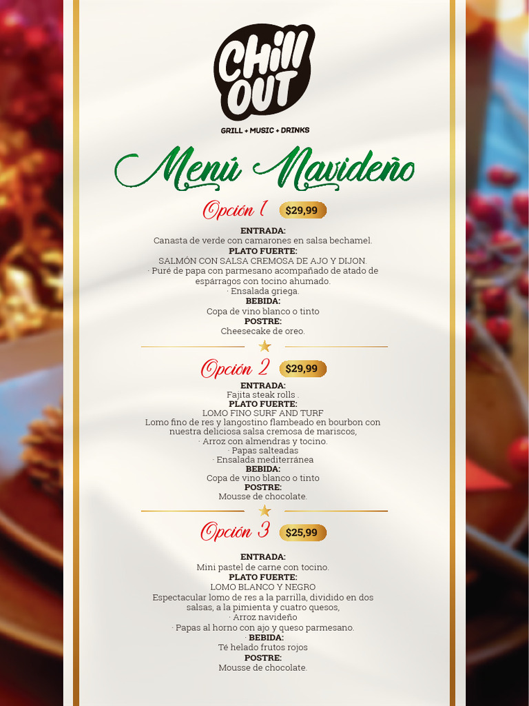 MENU NAVIDEÑO CHILL OUT | PDF | Postres | ensalada