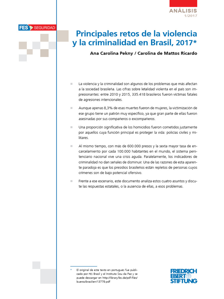 Principales Retos de La Violencia y La Criminalidad en Brasil | PDF ...
