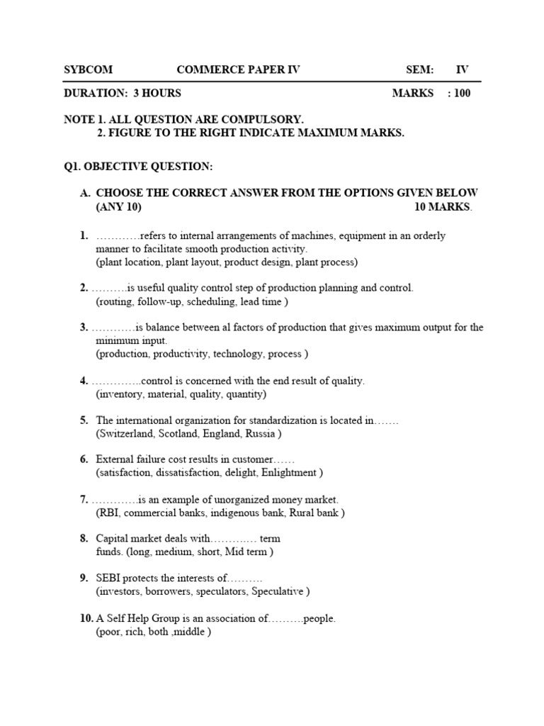 Sybcom Sem Iv Com Paper Set 1 2024 | PDF | Securities (Finance) | Stocks Sybcom Sem Iv Com Paper Set 1 2024 | PDF | Securities (Finance) | Stocks