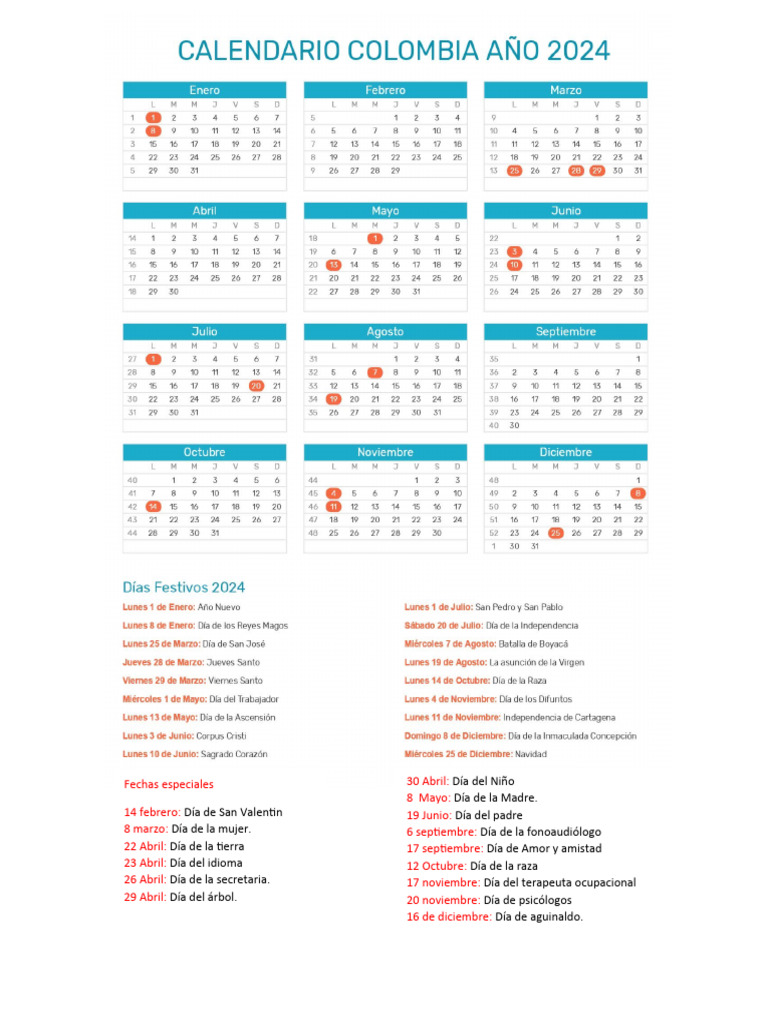 Fechas Especiales del Calendario | PDF